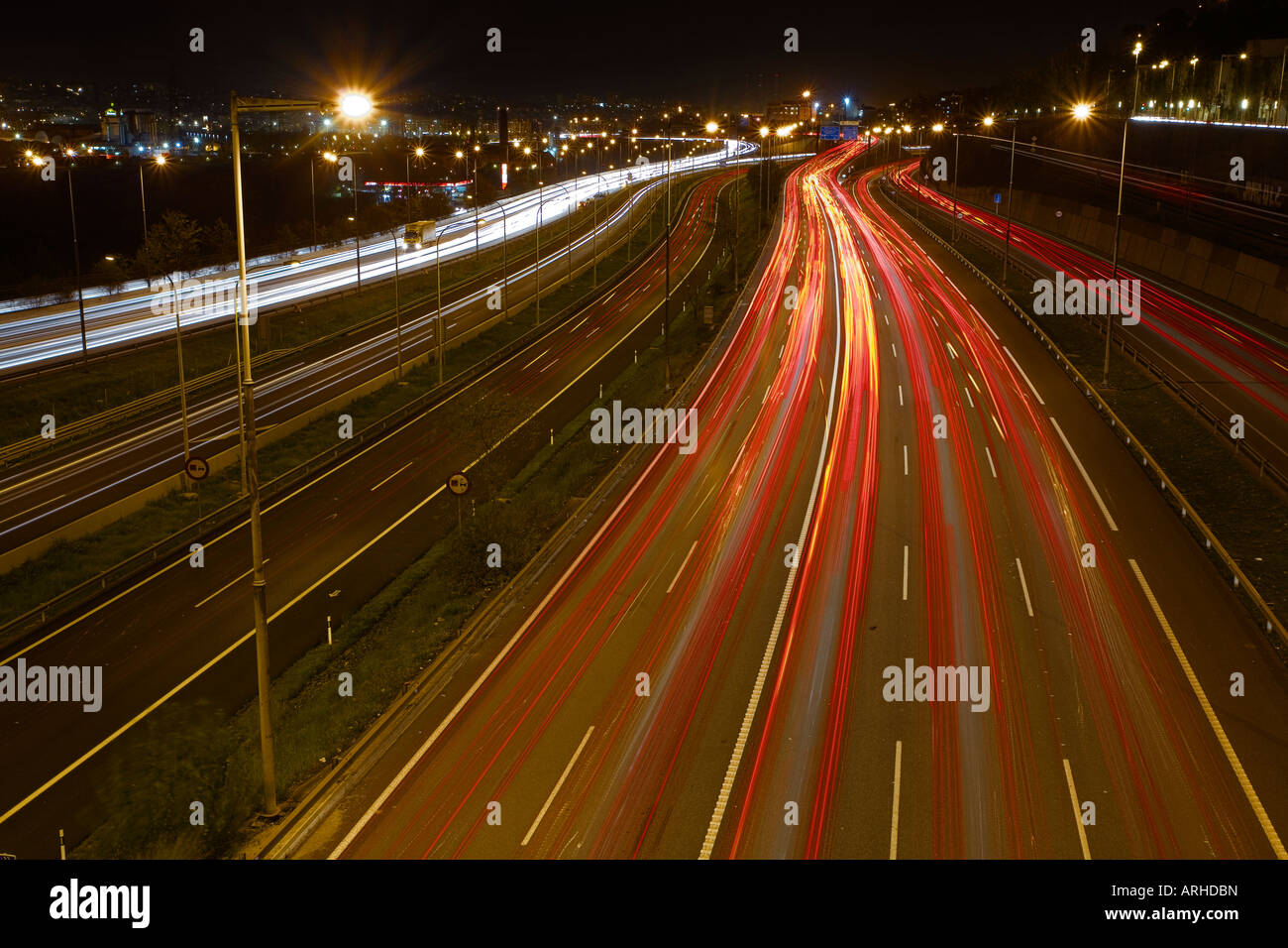 Night view of a motorway Stock Photo - Alamy