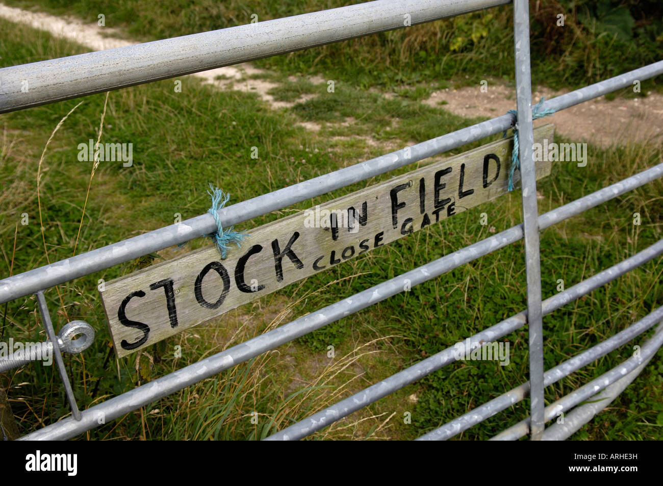 livestock warning sign on gate, dorset, england Stock Photo - Alamy