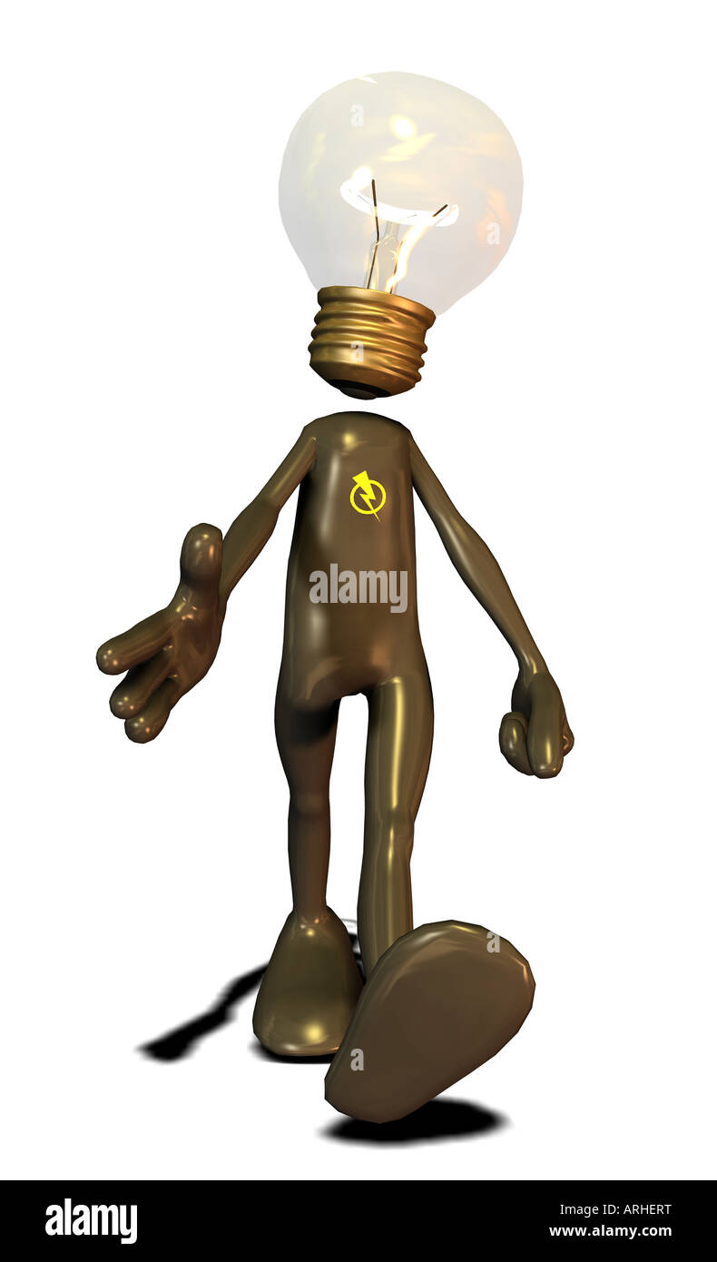 bulb man mascot and symbol for Electricity Stock Photo - Alamy