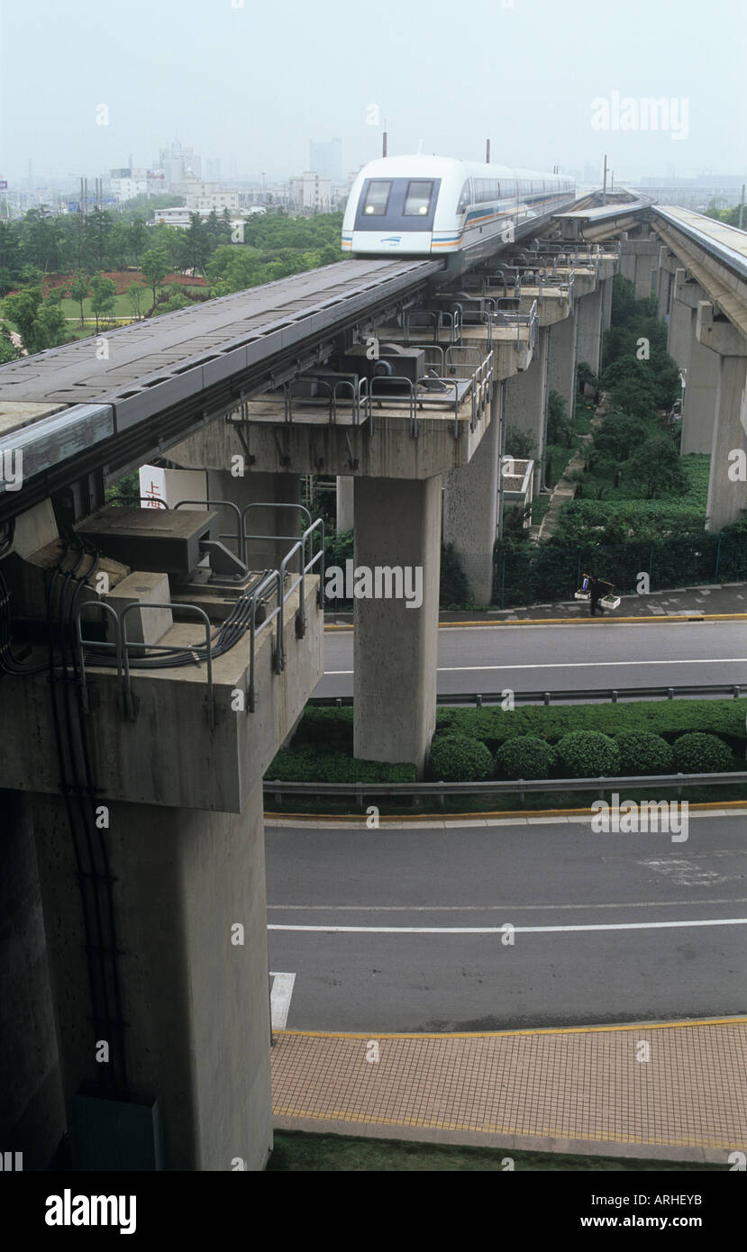 A Maglev train which uses electromagnetic force to propel it This ...