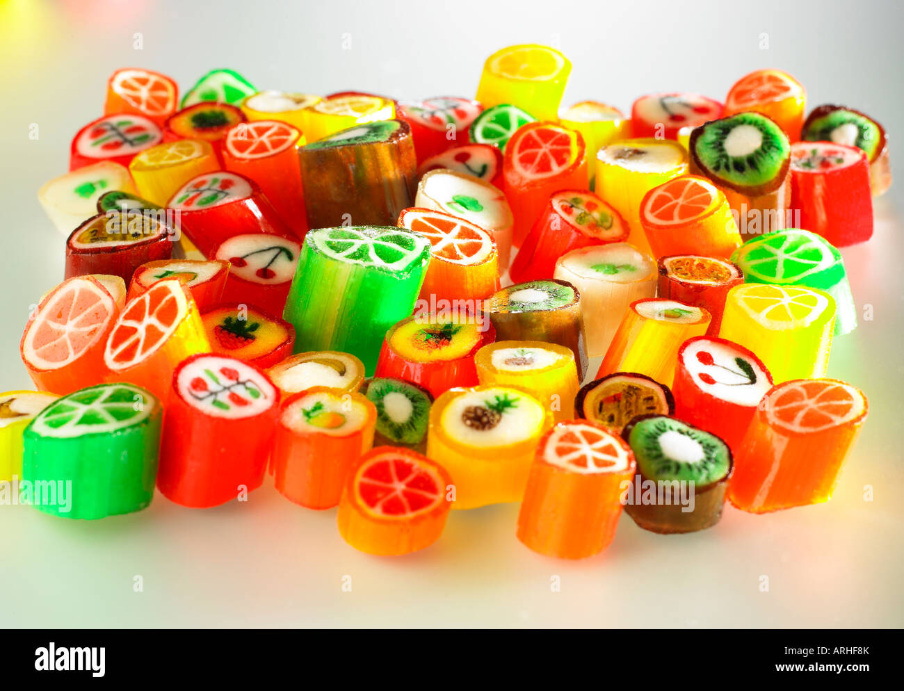 hard candy spread out over surface Stock Photo - Alamy
