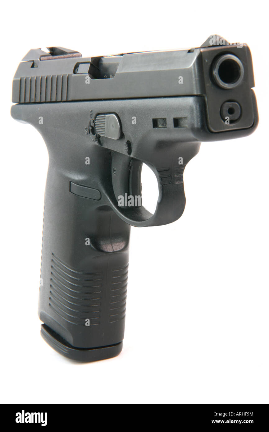 isolated on white automatic handgun weapons arms Stock Photo - Alamy