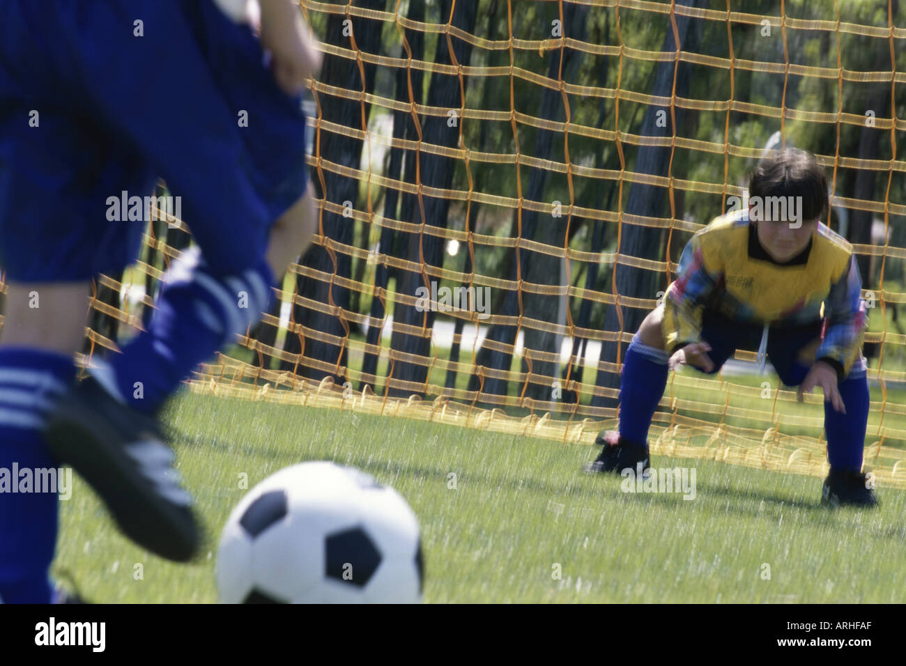 Soccer goalie blocking goal hi-res stock photography and images - Alamy