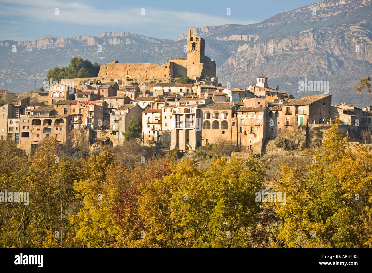 Ager town in lleida Stock Photo - Alamy