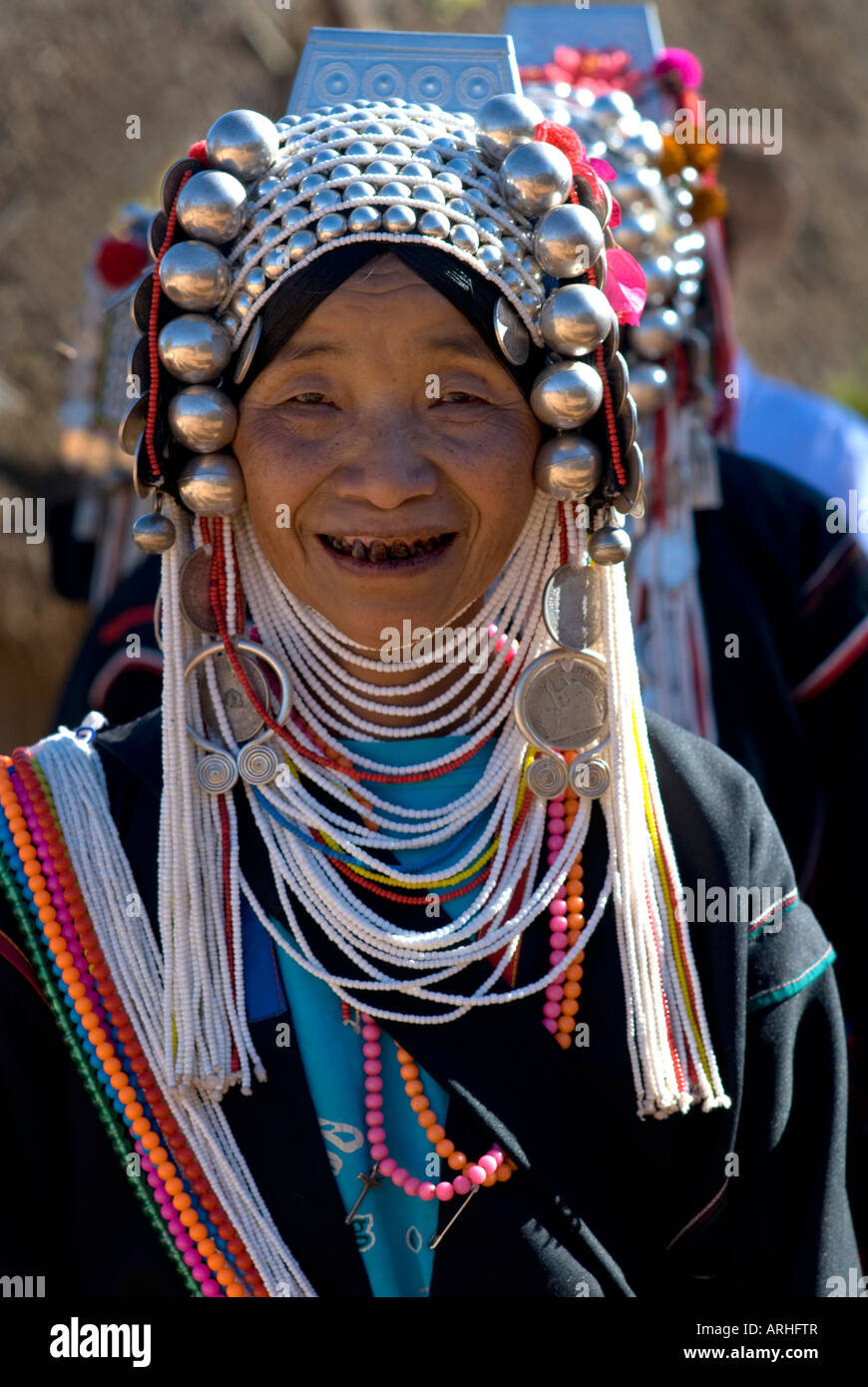 Traditionally dressed Akha hill tribe women of south east Asia Stock ...