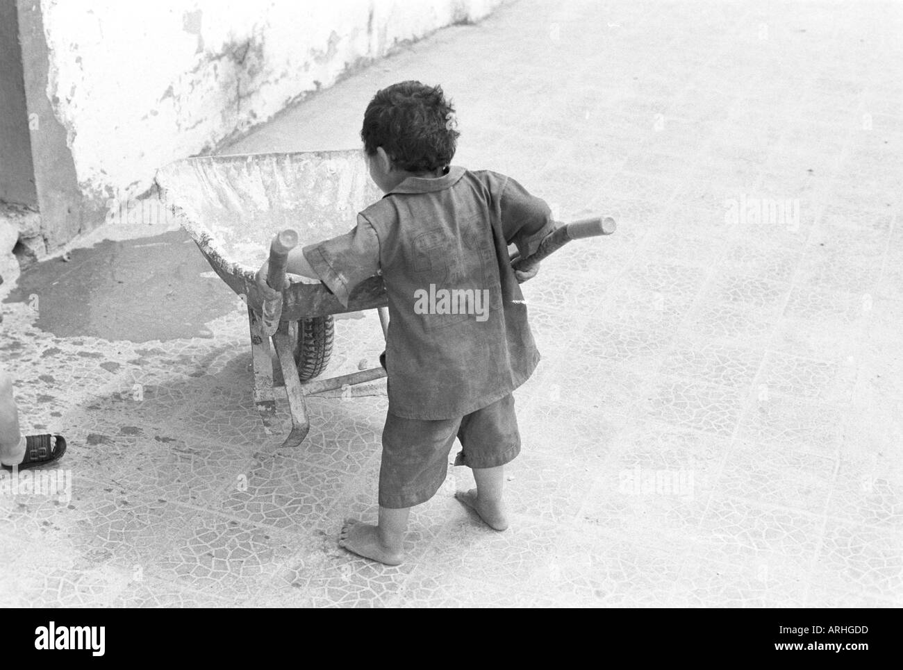 Palmyra Syria Little boy carrying a barrow Stock Photo - Alamy