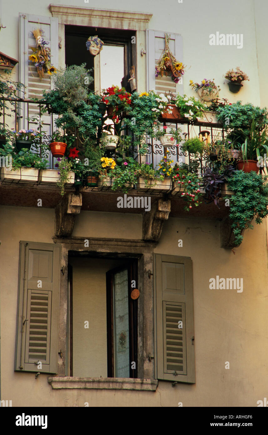 Typical Italian Balcony, Riva Del Garda, Lake Garda, Italy Stock Photo ...