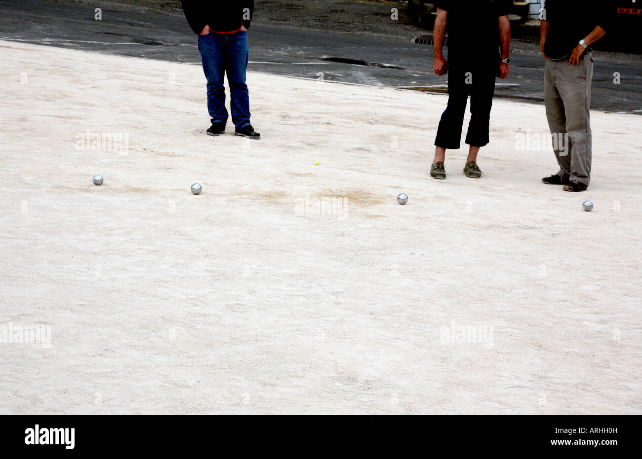 People play boules petanque in French town square 2007 Stock Photo - Alamy