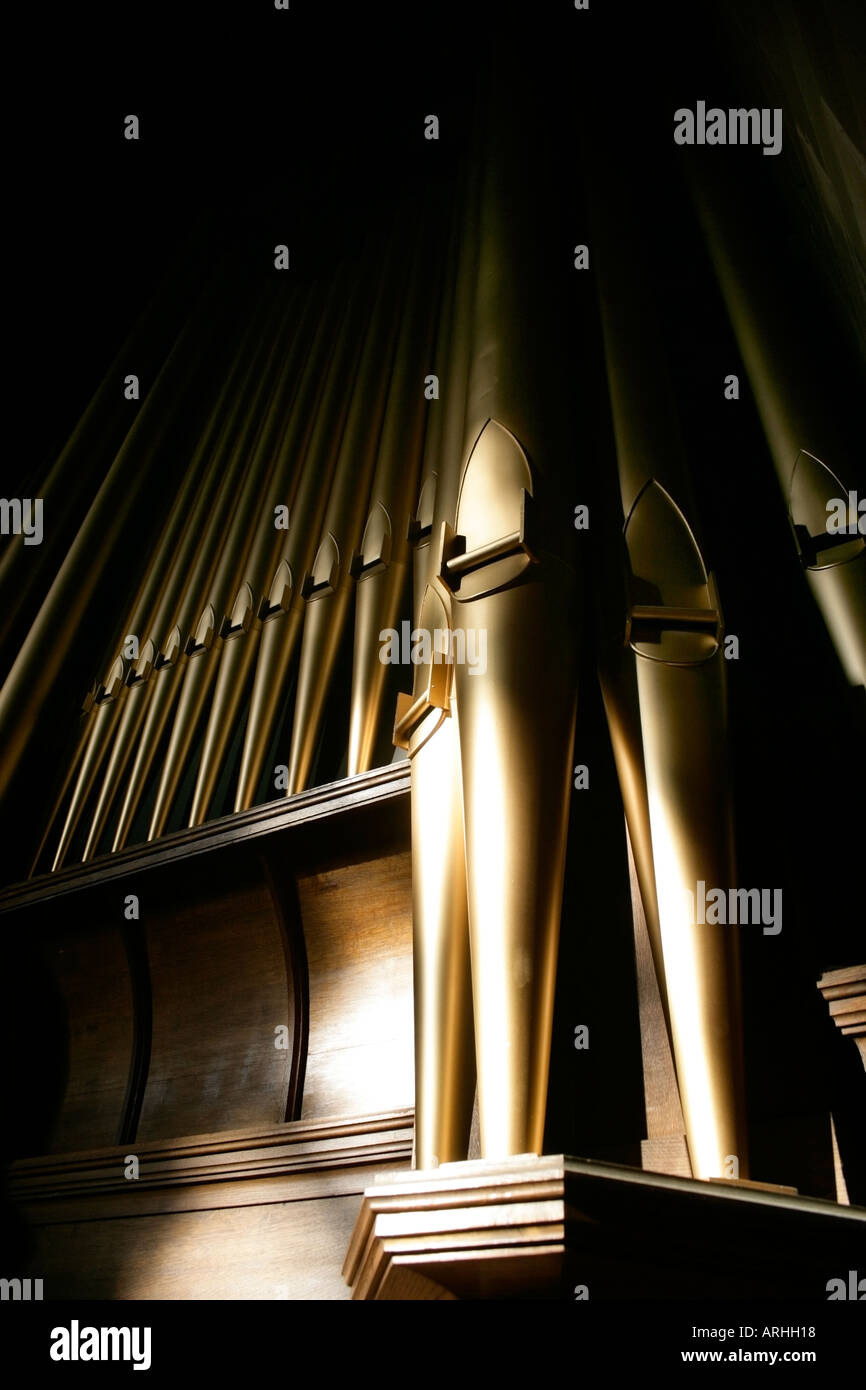 Church Organ Pipes In sunlight Stock Photo - Alamy