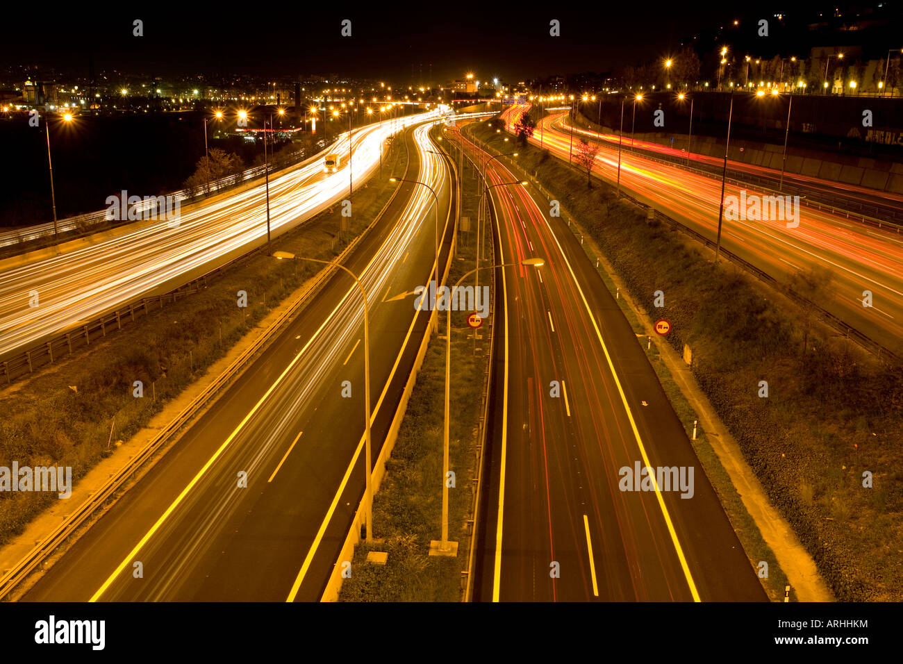 Night view of a motorway Stock Photo - Alamy