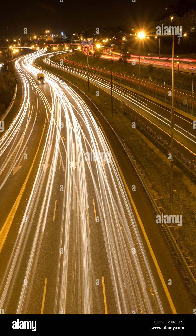 Night view of a motorway Stock Photo - Alamy