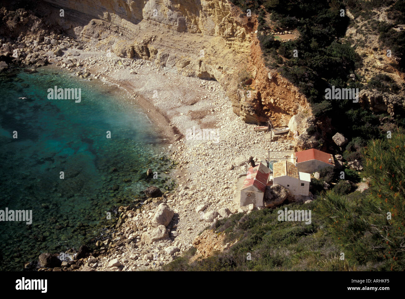 Walking on coastal trail, El Portet, Valencia, Spain Stock Photo - Alamy