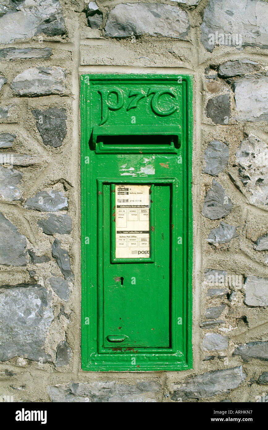 The green post box of Killala stands by the railway station Stock Photo ...