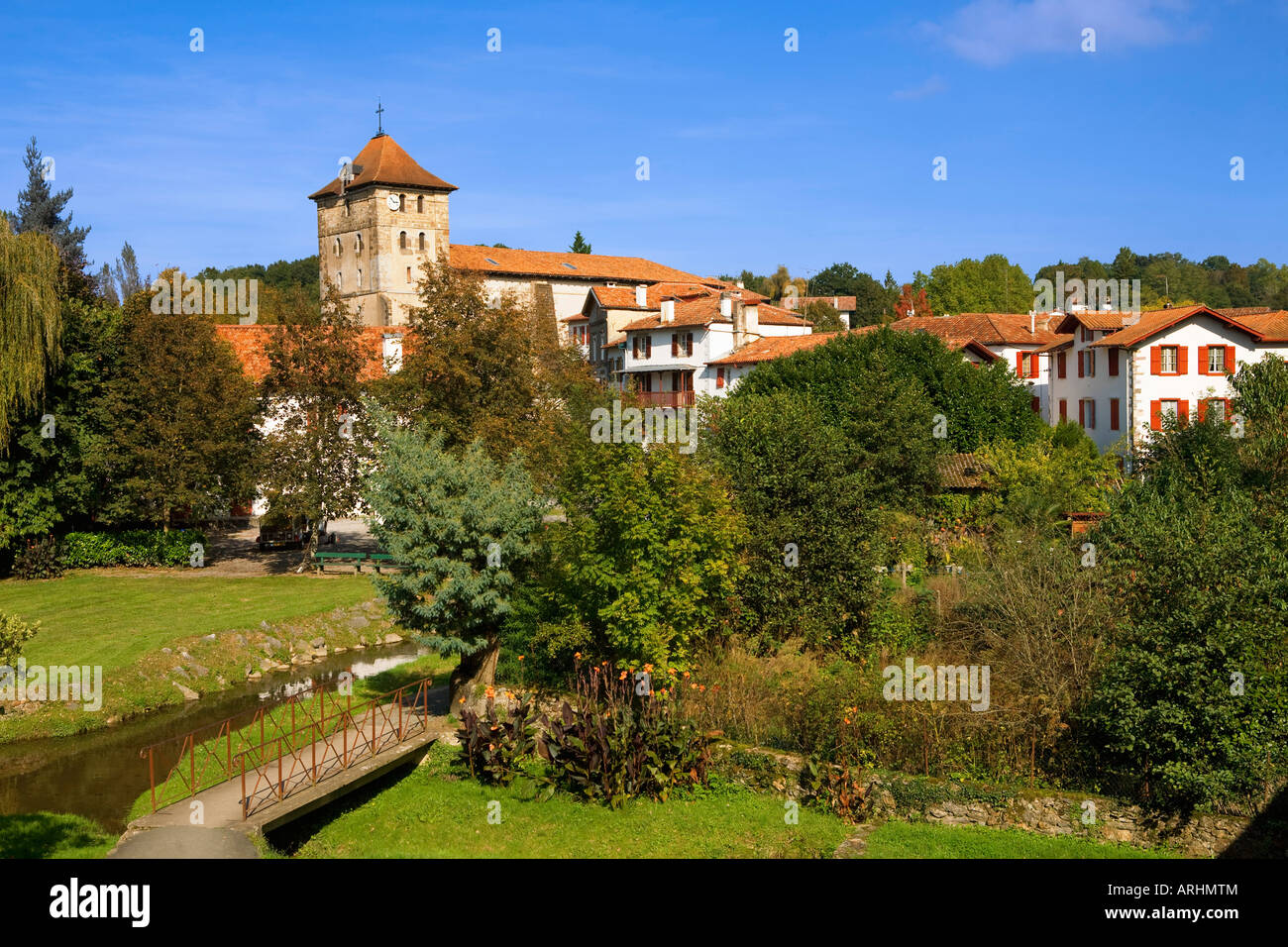 The village of Espelette in the Pays Basque France Stock Photo - Alamy