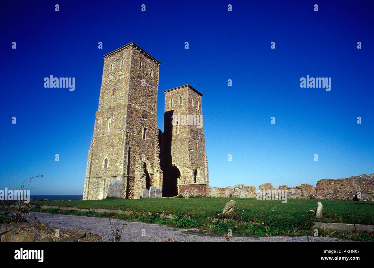 Reculver Towers and Roman Fort, Kent, England, UK Stock Photo - Alamy