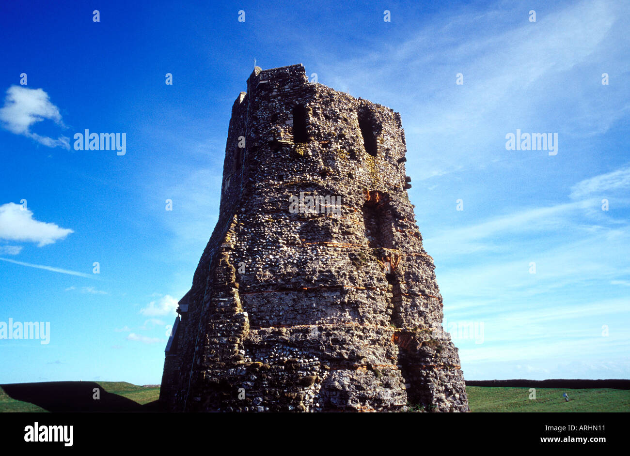 The remains of a pharos, a Roman lighthouse at Dover Castle, Kent, UK ...