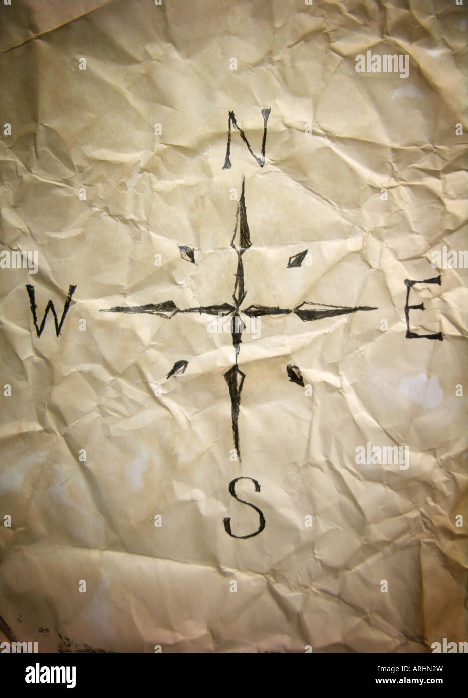 Hand Drawn Compass Rose Stock Photo - Alamy