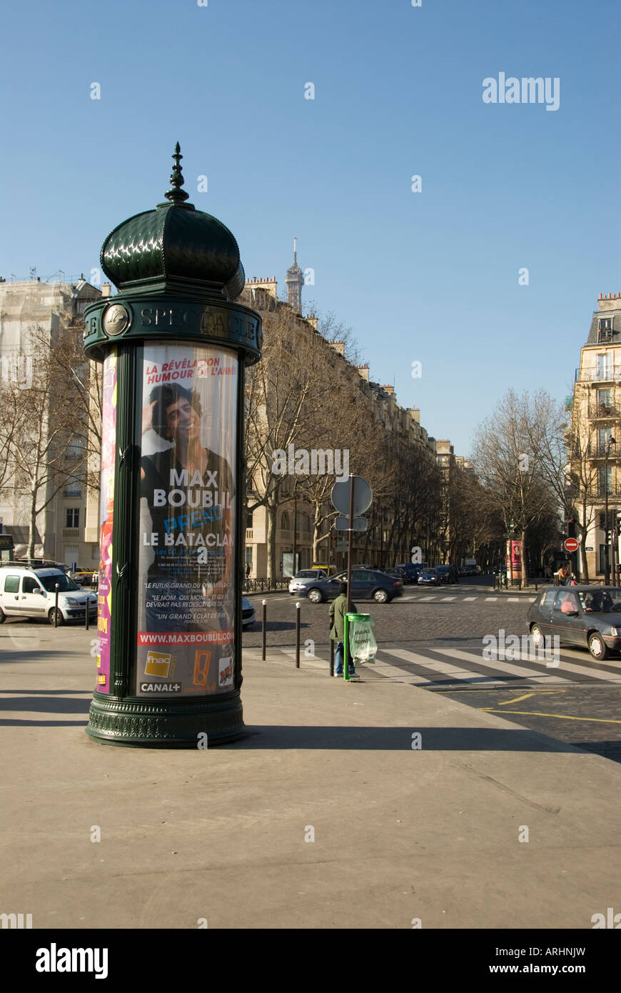 Image of an advertising post in Paris France The Eiffel tower can be ...