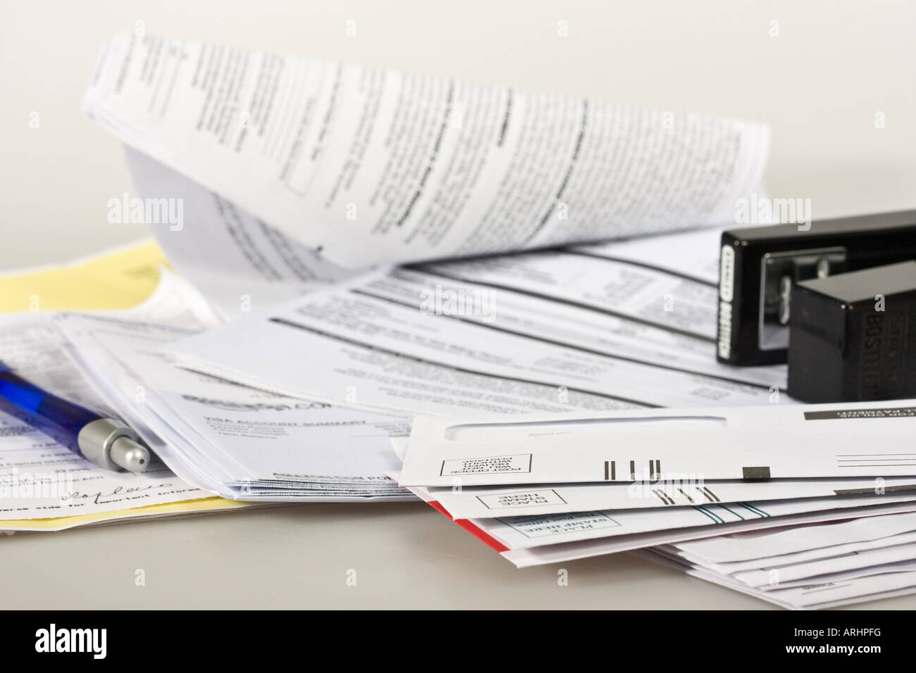 Personal finance letters pile of monthly bill bills household from ...