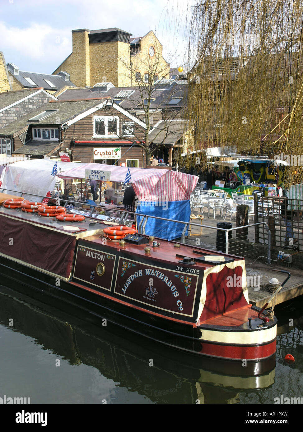 camden lock colourful barges grand union canal regents waterway london england uk gb Stock Photo ...