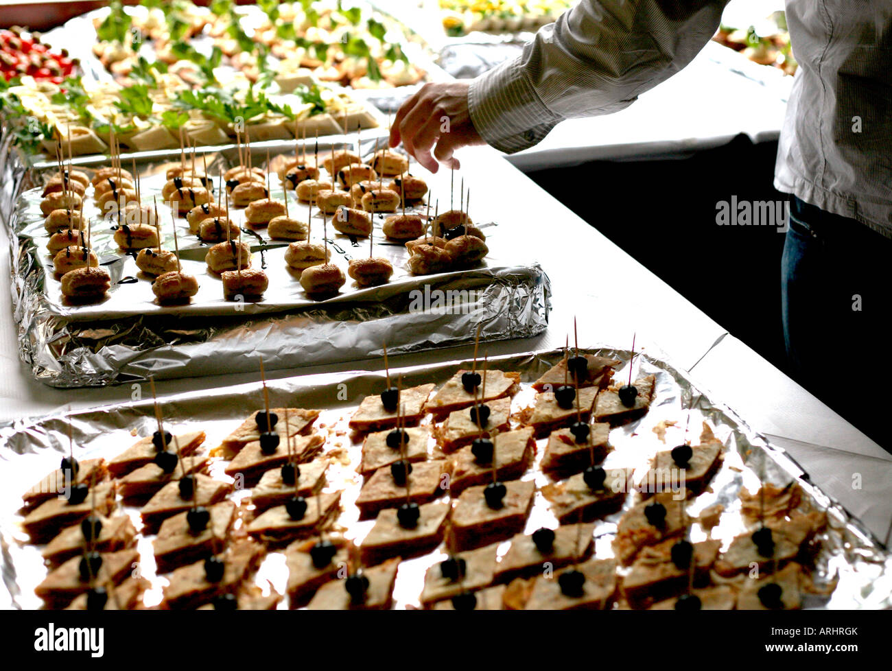 Display of canapes at buffet in London restaurant Stock Photo - Alamy