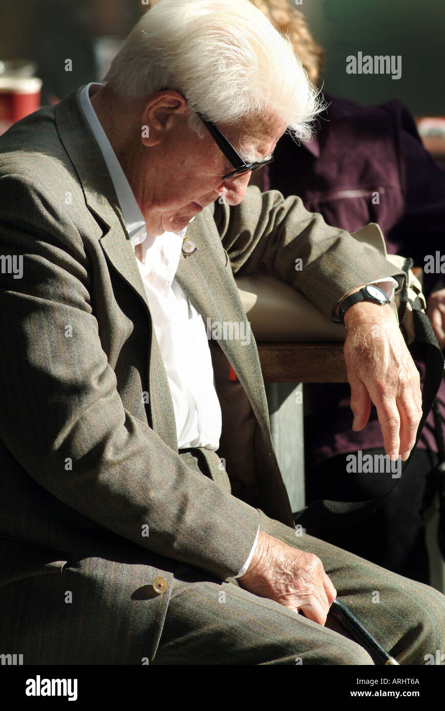 OLD AGE MAN LOOKING DOWN Stock Photo - Alamy