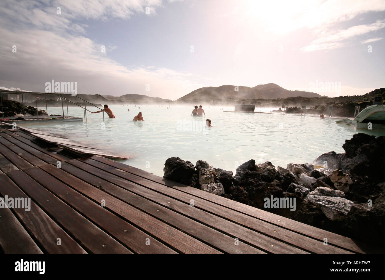 Bathers, Blue Lagoon thermal pool, Reykjavik, Reykjanes Peninsula ...
