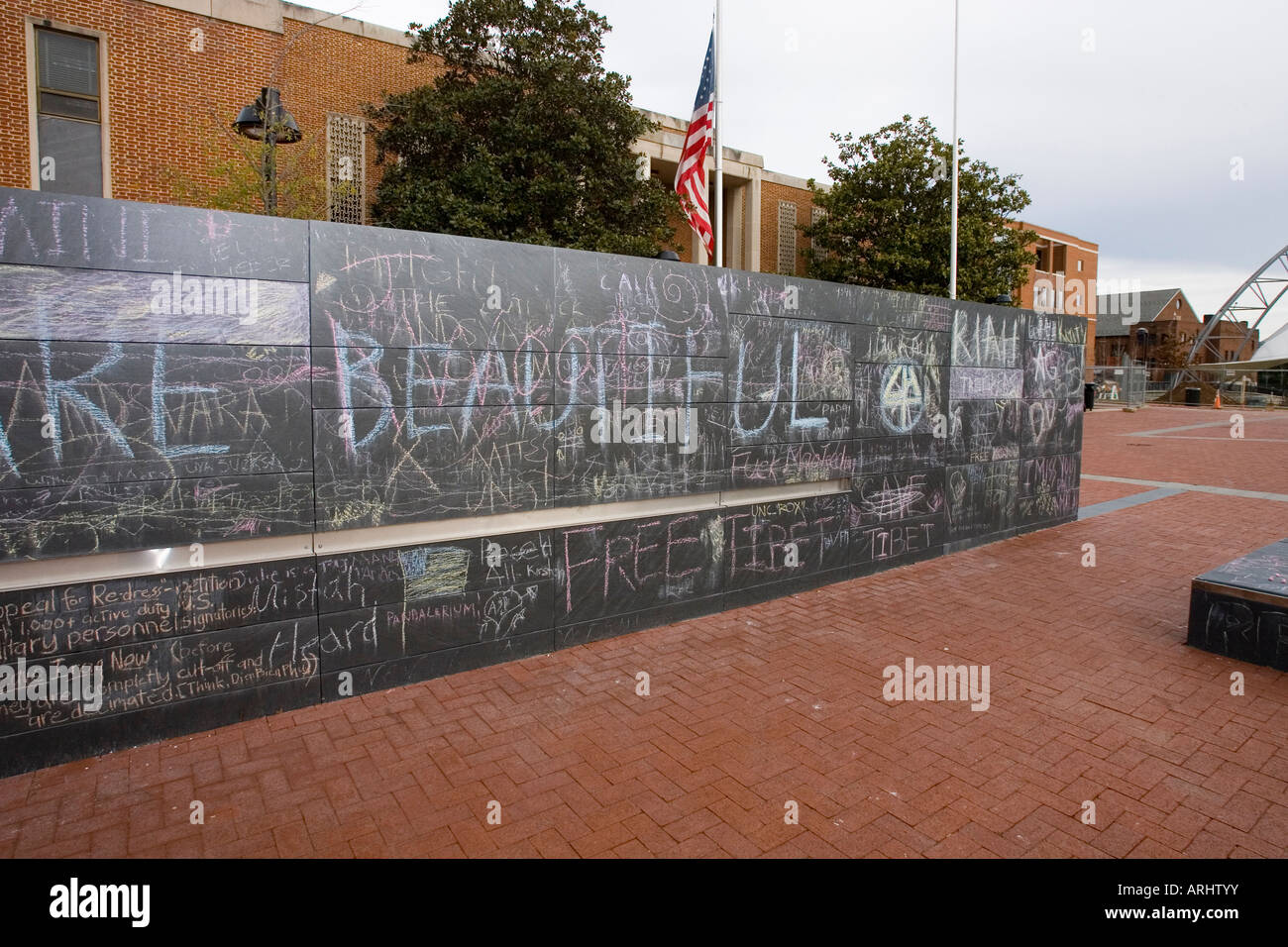 Charlottesville's Freedom of Expression Wall stands on the brick paved ...