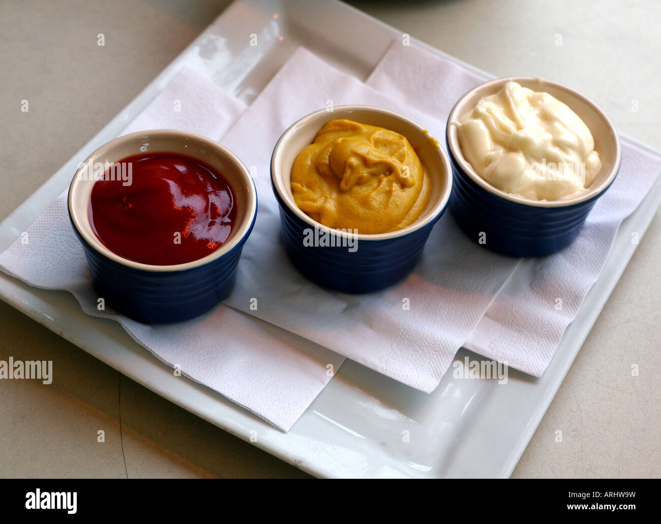 Sauces on table at buffet in London restaurant Stock Photo - Alamy