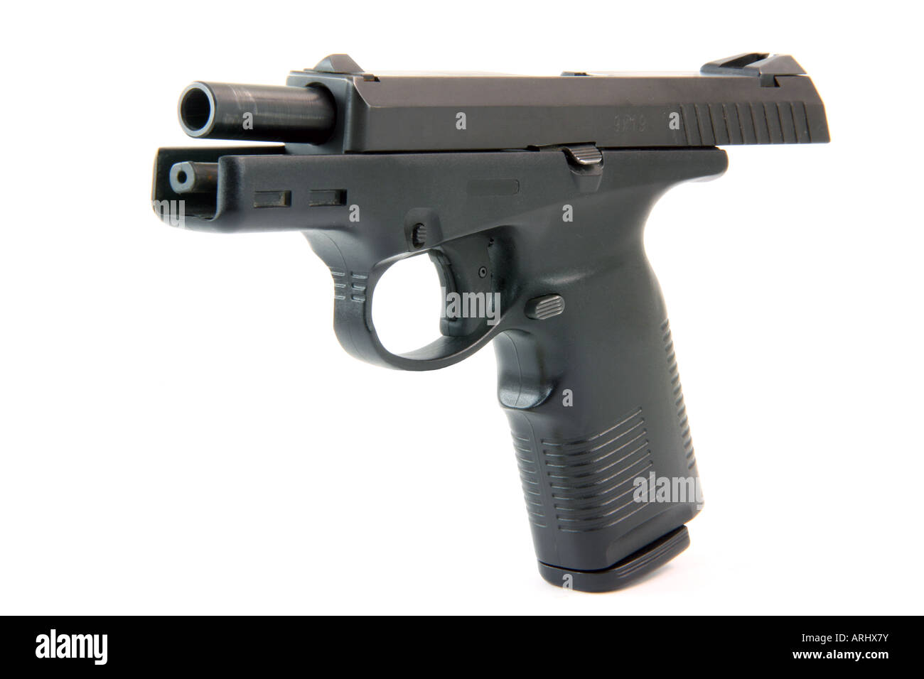 loaded weapon isolated on white background automatic handgun weapons ...