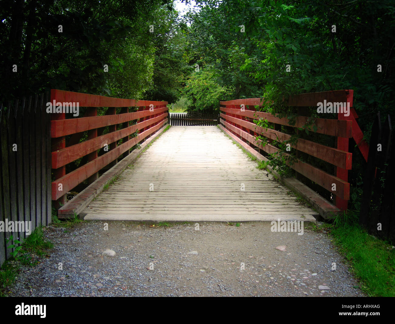 Bridge with wooden sides Stock Photo - Alamy