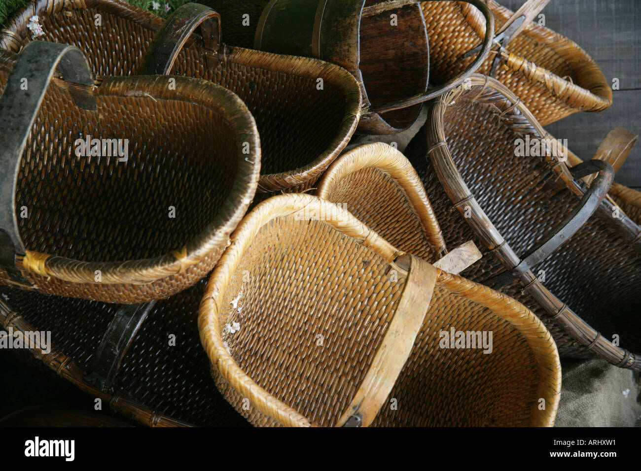 Garden baskets trugs Stock Photo - Alamy
