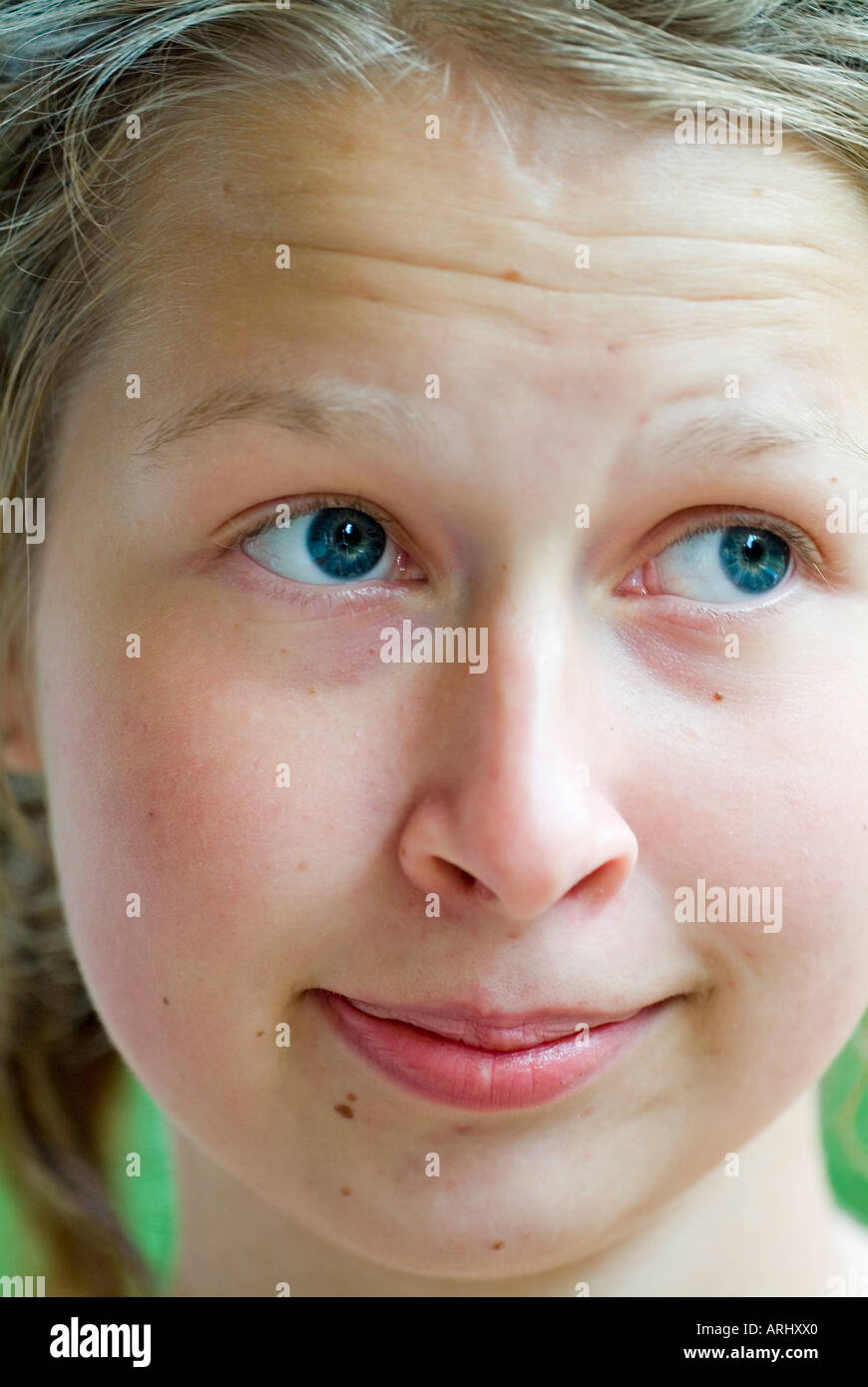 portrait of a young woman girl with sceptical astonished asking ...