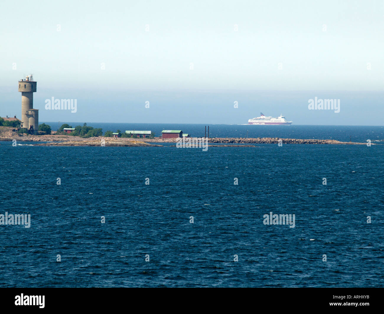 ferry of the shipping company Viking Line on Baltic Sea on the way from ...