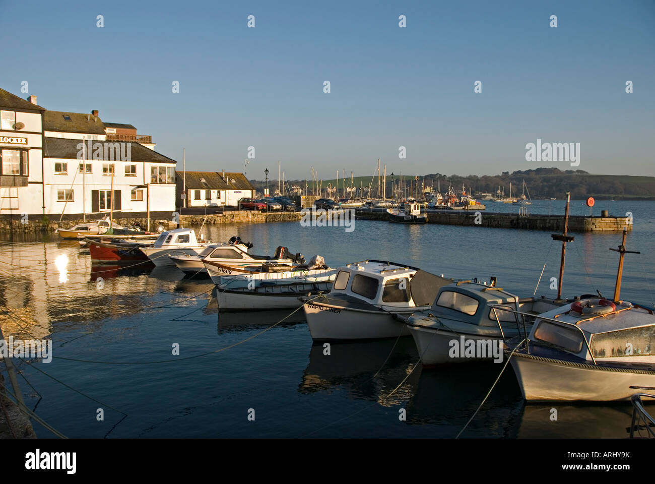 Falmouth, Cornwall, UK. View from Custom House Quay showing The Chain ...
