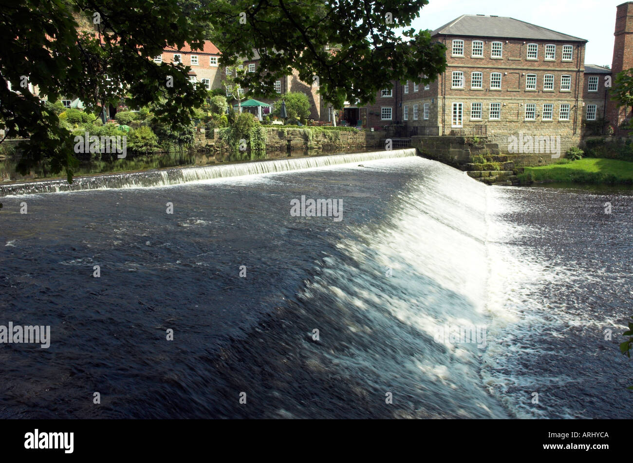 Weir and Mill on the Nidd Stock Photo - Alamy
