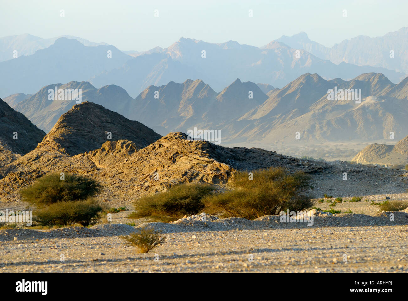 Hajar Mountains, early morning, Oman Stock Photo - Alamy