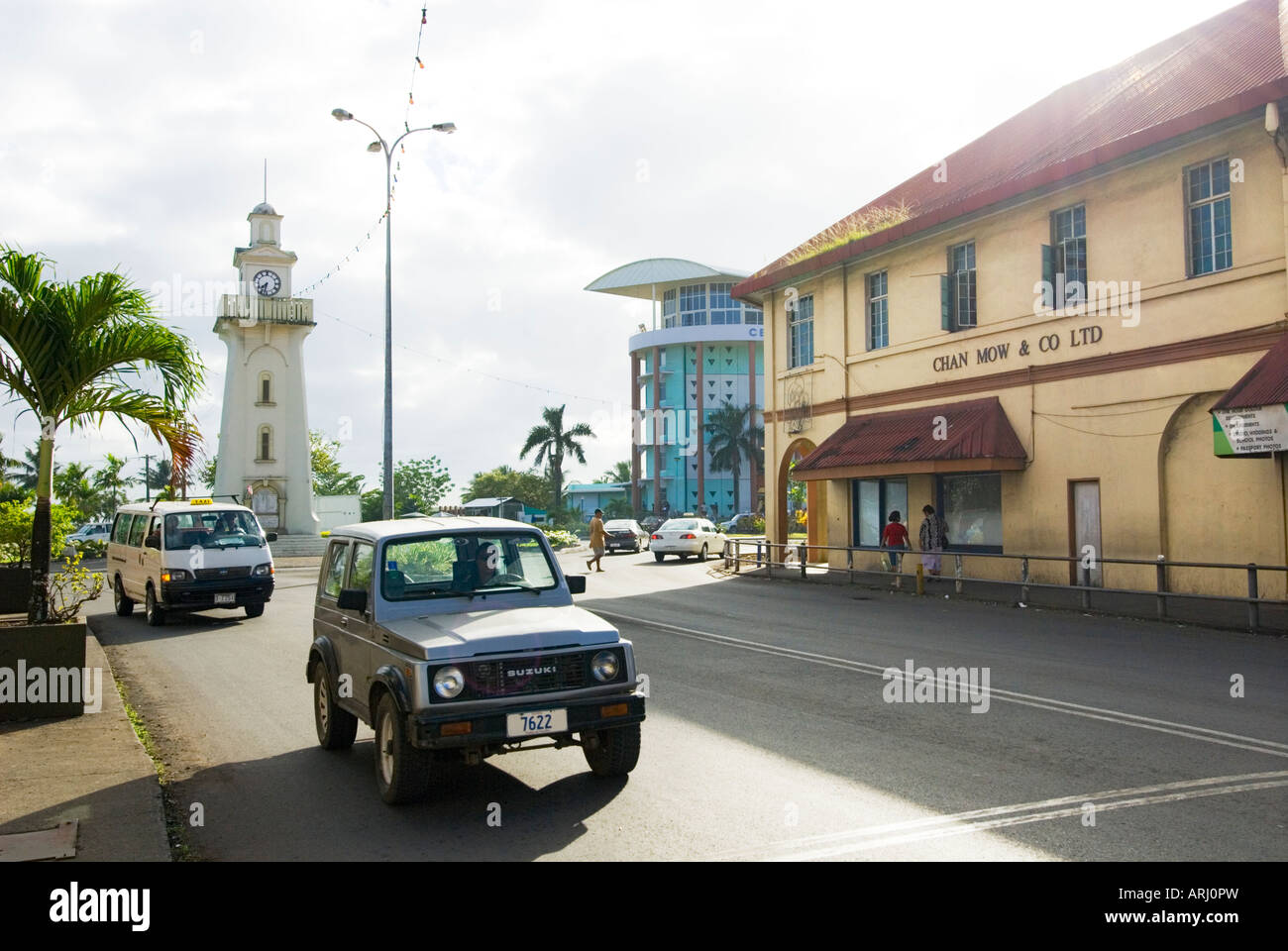 SAMOA Capital city urban town APIA bus station town clock clocktower ...