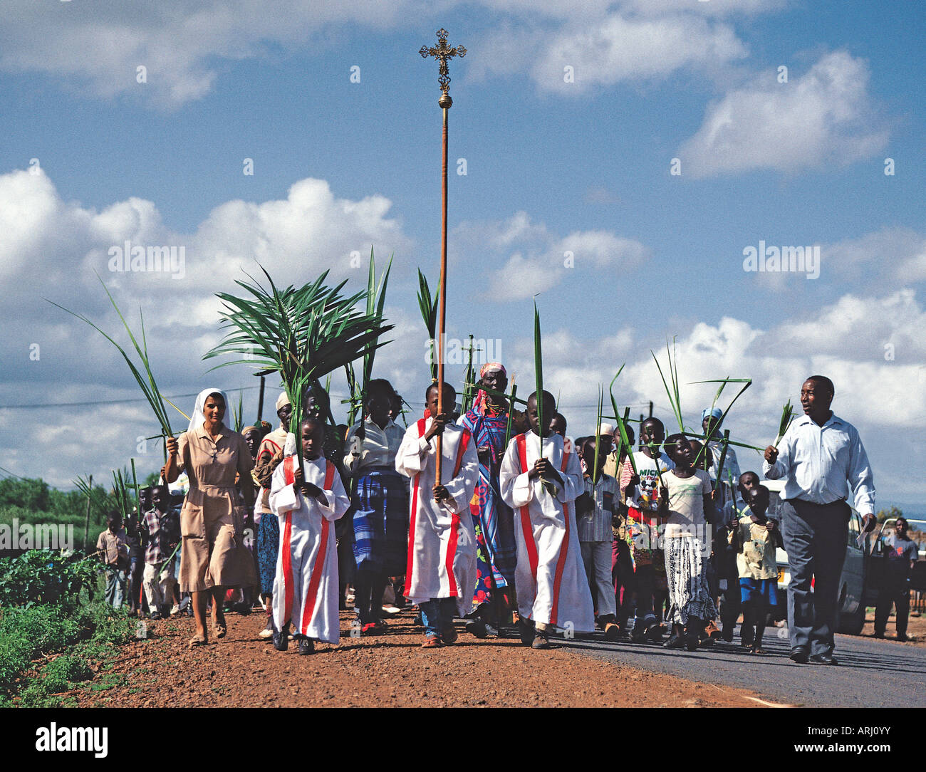 Palm Sunday procession going to Roman Catholic Church Isiolo northern ...
