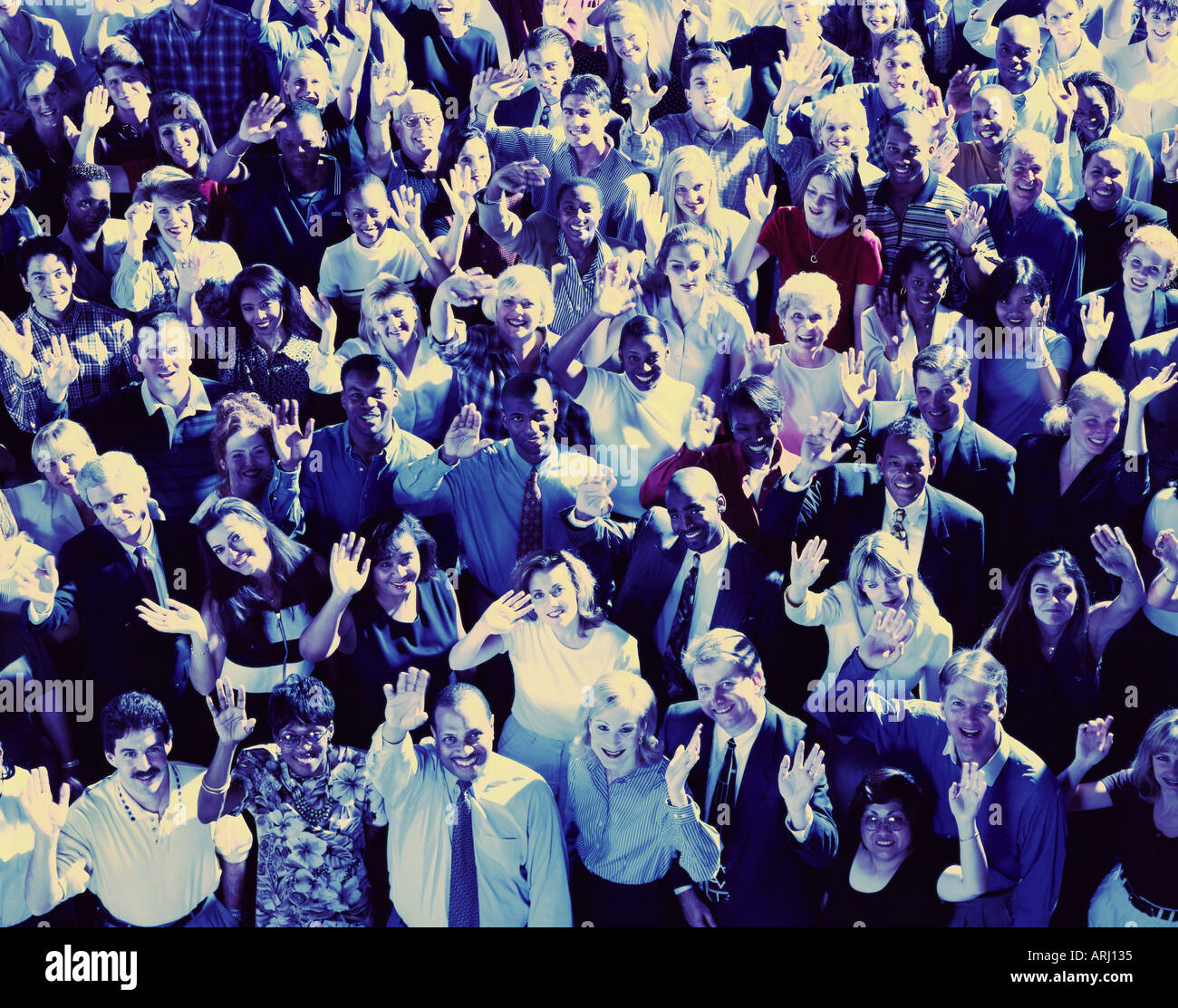 Crowd waving business people hi-res stock photography and images - Alamy