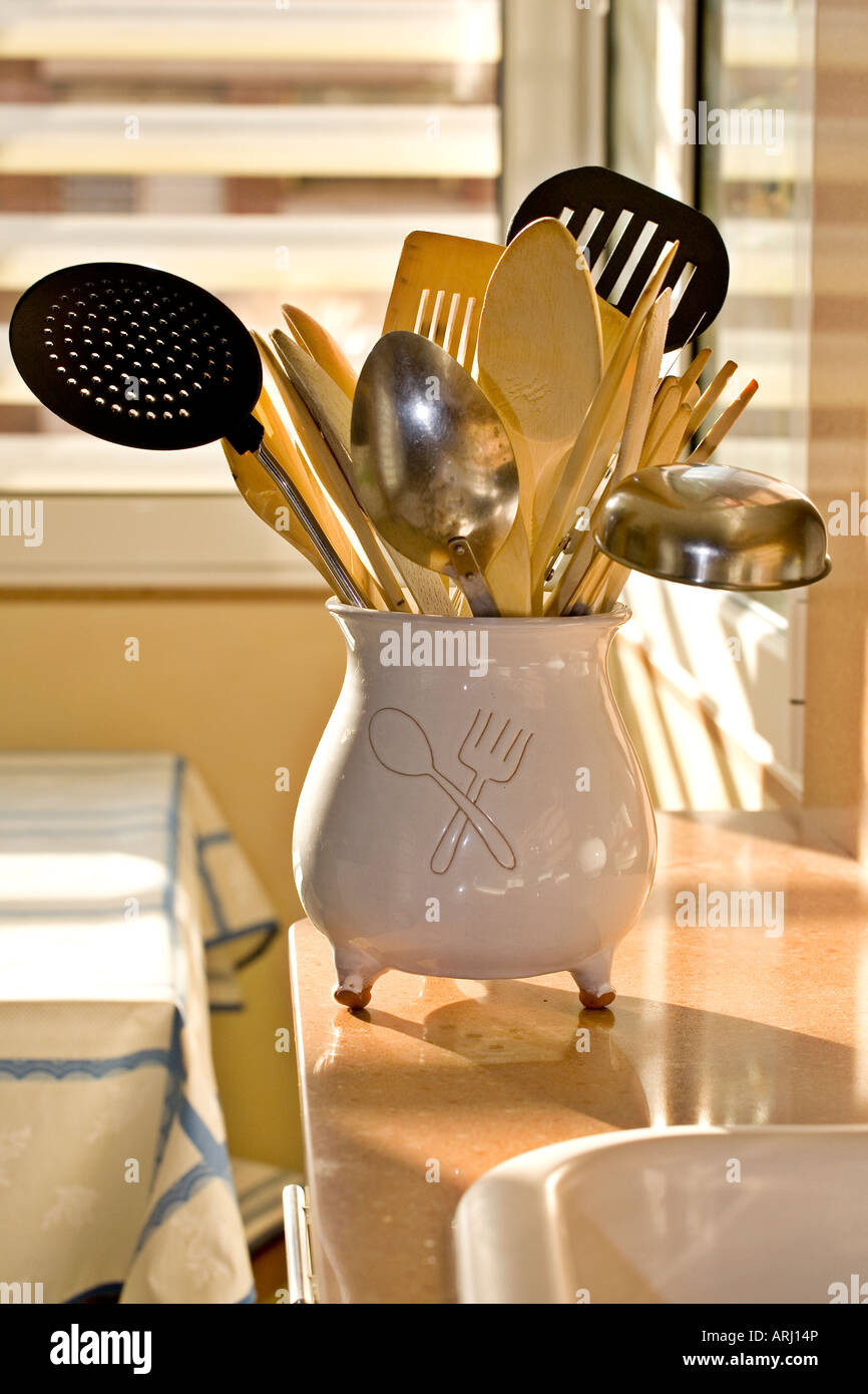 Kitchen tools in a jar cook Stock Photo - Alamy