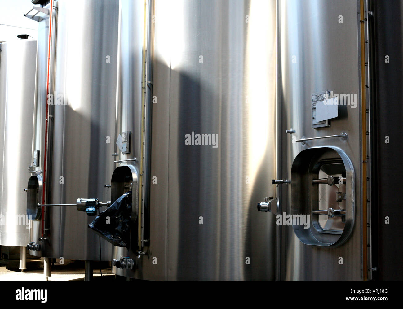 Stainless steel wine making vats in Jurancon co operative France 2007 ...