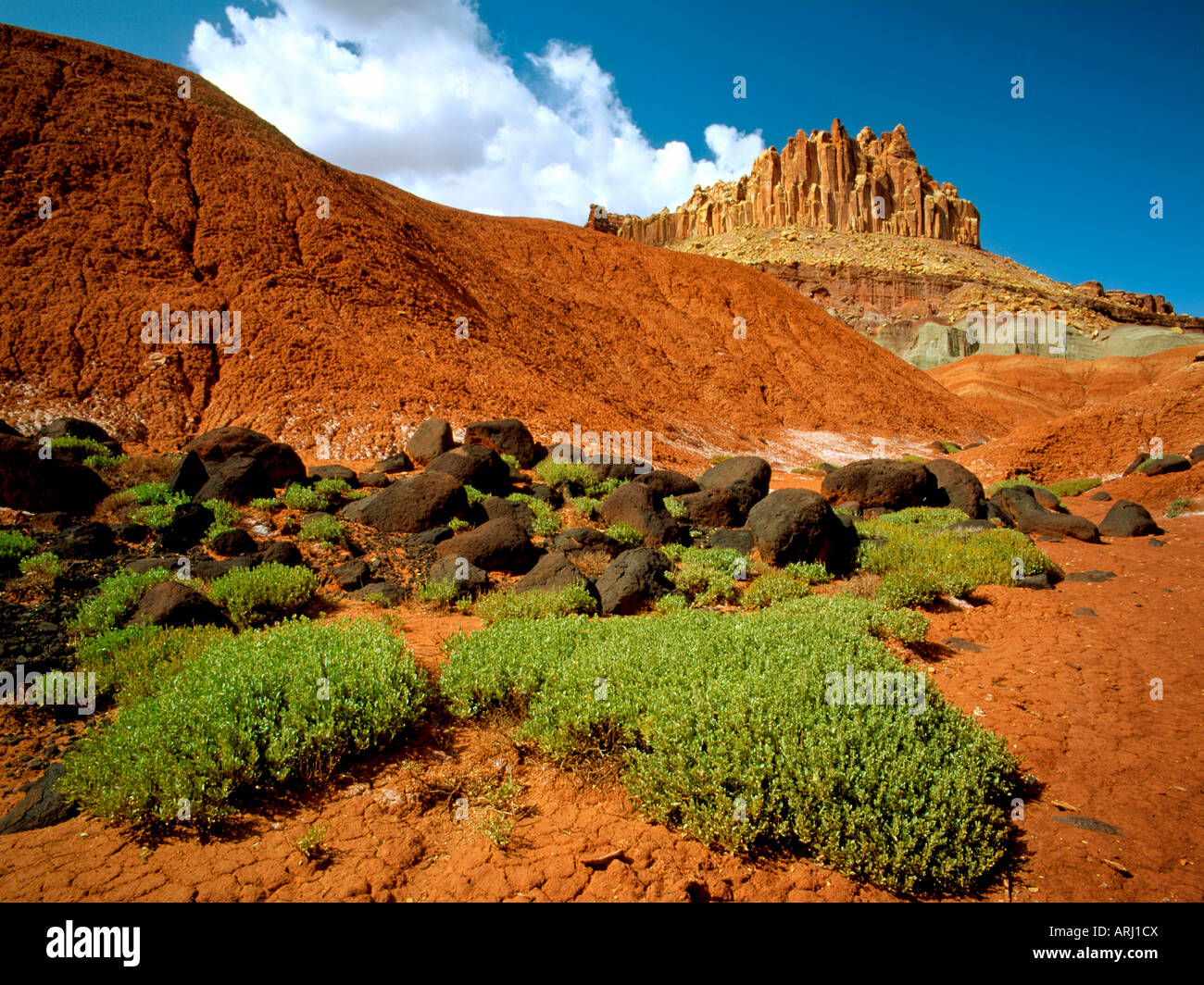 The Castle rock formation, Capitol Reef National Park, Utah Stock Photo ...