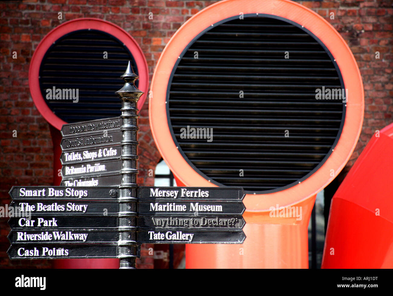 Direction signs in Albert Dock Liverpool Stock Photo - Alamy