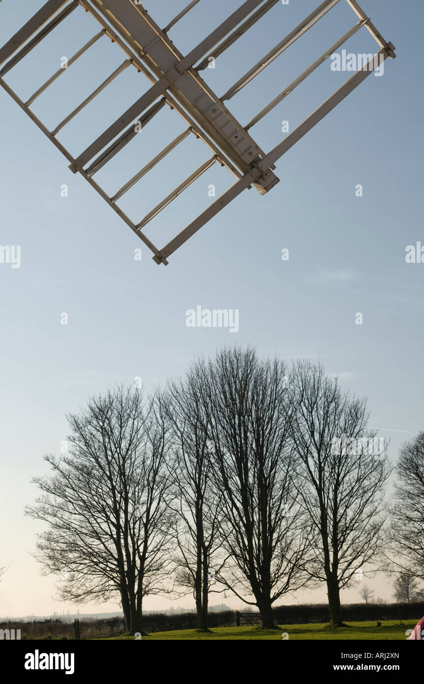 Windmill sail with silhouetted trees, Nottinghamshire, UK Stock Photo ...