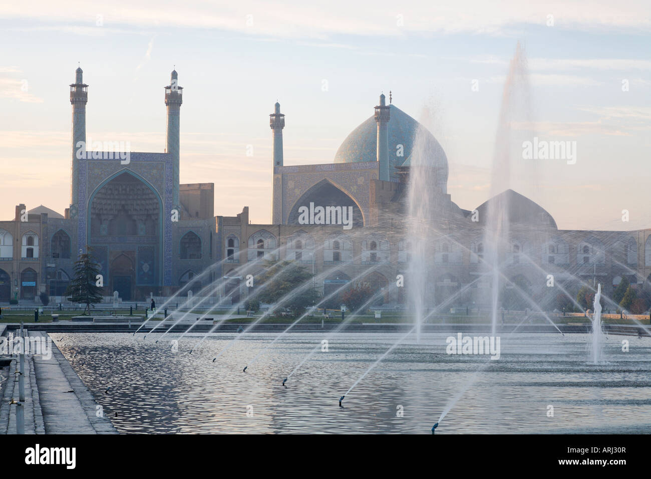 Fountains in front of the Masjid i Imam Maydan Imam Isfahan Iran Stock ...