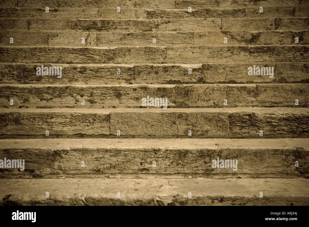 Stone steps leading upwards. Medieval, chipped and discoloured Stock ...