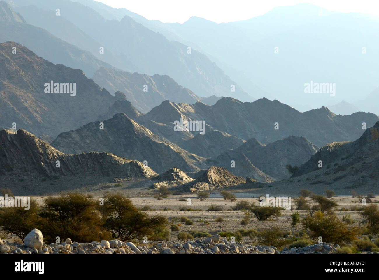 Hajar Mountains, early morning, Oman Stock Photo - Alamy