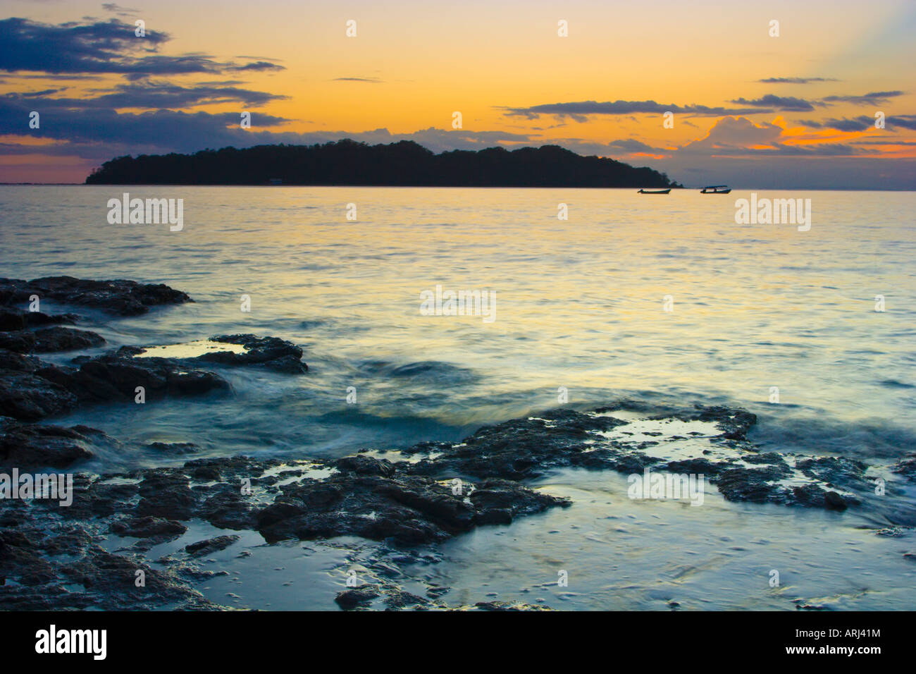 The sun setting behind Isla Santa Catalina photographed from Santa ...