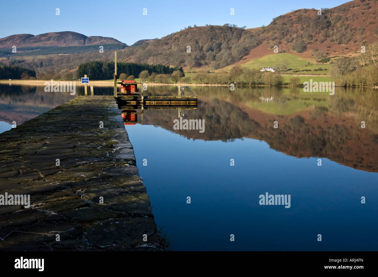 A mirror like reflection on the Lake of Menteith Stirlingshire Scotland ...